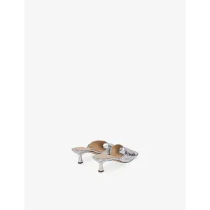 Sandro Crinkled Metallic-leather Heeled Mules - Silver