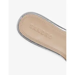 Sandro Crinkled Metallic-leather Heeled Mules - Silver