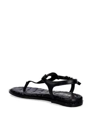 BLAUER. Quilted Footbed Flat Sandals With Gold-tone Hardware - Black
