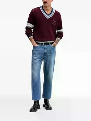 BENETTON Striped V-neck Sweater