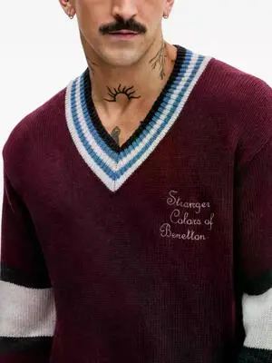 BENETTON Striped V-neck Sweater