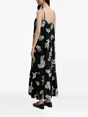 BENETTON Graphic Print Maxi Dress With Ruffled Hem