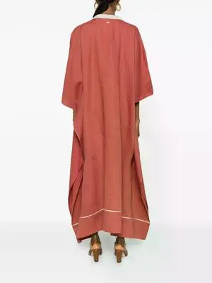 Agnona V-neck Trim Detail Maxi Dress - Red
