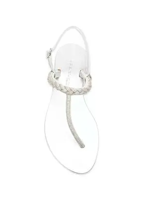 EDDI CUOMO Tone Braided T-bar Flat Sandals