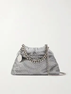 Stella McCartney Falabella Mini Crystal And Mesh Drawstring Bag - Silver