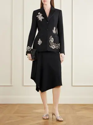 Erdem Embellished Grain De Poudre Wool Blazer