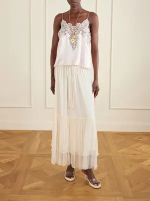Chloé Tiered Silk Crepe De Chine Maxi Skirt