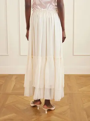 Chloé Tiered Silk Crepe De Chine Maxi Skirt