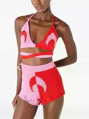 MARINE SERRE Crochet Moon Bikini Top