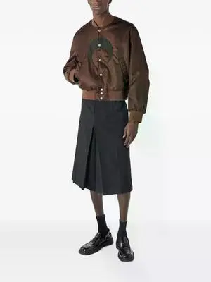 MARINE SERRE Moon Print Buttoned Bomber Jacket - Brown