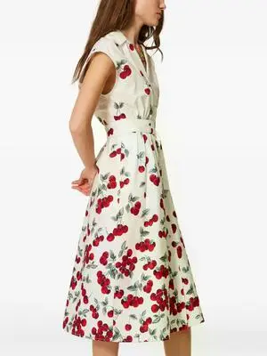 TWINSET Poplin Midi Dress With Cherry Print - Neutrals