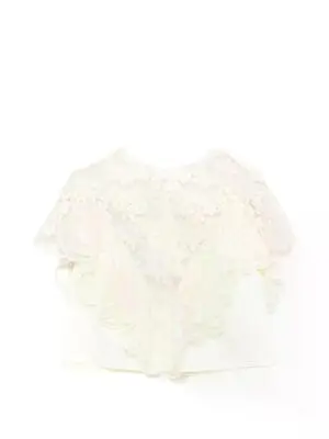 Sandro Floral Guipure Crop Top - Neutrals