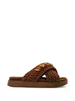 Inuikii Jewel Embellished Braided Flat Sandals - Brown