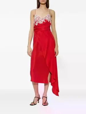 Moschino Lace Asymmetric Midi Dress - Red
