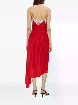 Moschino Lace Asymmetric Midi Dress - Red