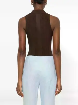 Sandro Ribbed Knit Polo Bodysuit