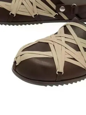 Rick Owens Laced Strap Mules - Brown
