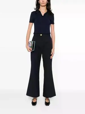 Sandro Cropped Polo Top With Embellished Collar - Blue