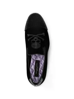 Philipp Plein Skull Detail Velvet Loafers