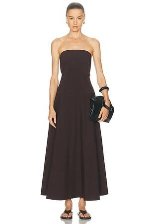 ST. AGNI Strapless Rouleau Dress - Bark
