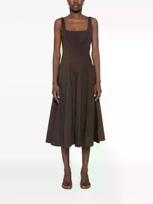 Staud Wells Square-neck Midi Dress