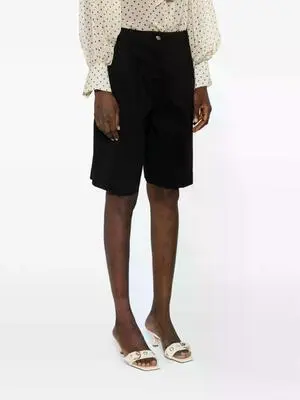 Pinko Bermuda Shorts With Pressed Pleats And Buttoned Pockets