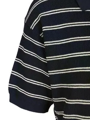 DUNST Striped Knit Polo - Blue
