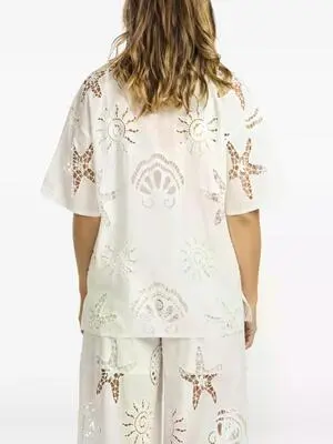 Miss June Kyle Cut-out Detail Cotton Shirt - White