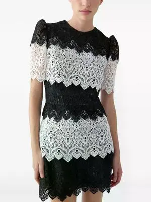 Carolina Herrera Lace Trim Mini Dress