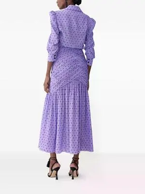 Carolina Herrera Polka Dot Ruched Midi Skirt