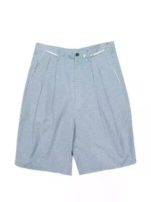 CAMIEL FORTGENS Tailored Checked Pleated Shorts - Blue