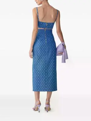 Carolina Herrera Polka Dot Denim Pencil Skirt