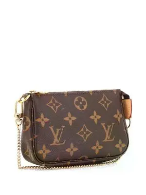 LOUIS VUITTON Pochette Accessoires Monogram Canvas Mini Clutch Bag - Brown