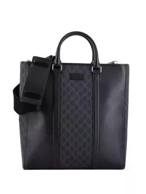 Gucci Gg Coated Canvas And Leather Tote Bag - Black