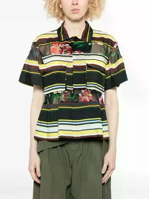 Sacai Striped Floral Print Blouse