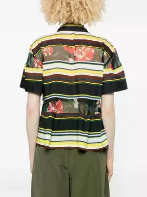Sacai Striped Floral Print Blouse
