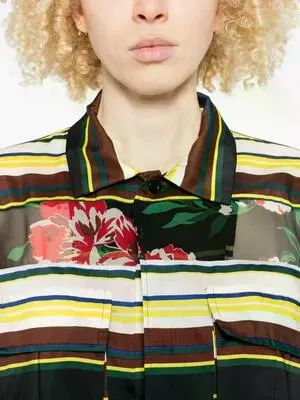 Sacai Striped Floral Print Blouse