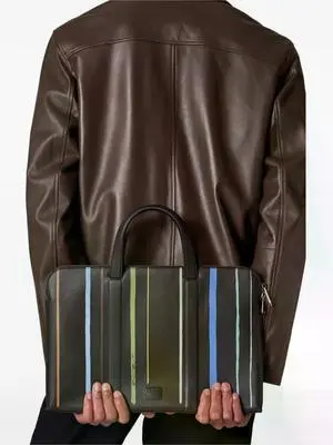 Paul Smith Stripes Top Handle Briefcase - Brown