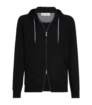 Brunello Cucinelli Cashmere Zip-up Hoodie - Black