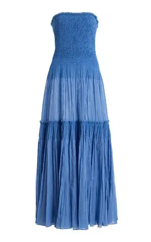 Ulla Johnson Nora Strapless Cotton-silk Maxi Dress - Light Blue