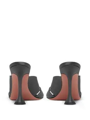 Amina Muaddi Salma Criss-cross Silk Heeled Sandals - Black