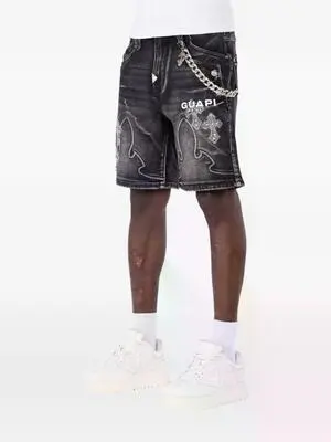 GUAPI Rhinestone Embellished Gothic Denim Shorts