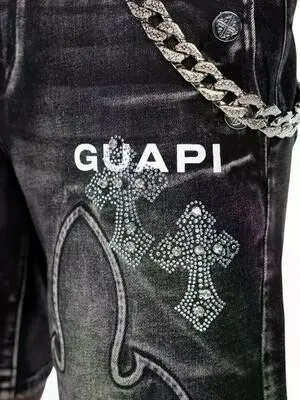 GUAPI Rhinestone Embellished Gothic Denim Shorts