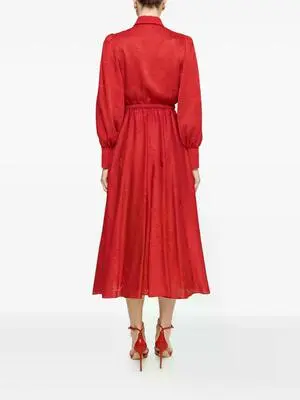 NISSA Belted Midi Dress With Floral Print