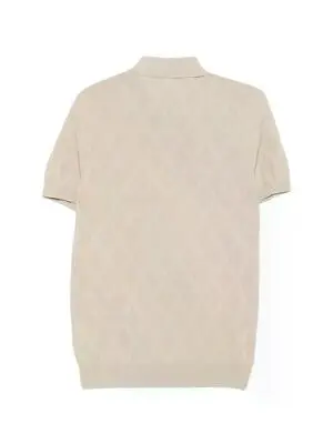 DIKTAT Diamond-pattern Knit Polo Shirt - Neutrals
