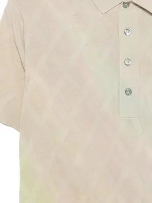 DIKTAT Diamond-pattern Knit Polo Shirt - Neutrals