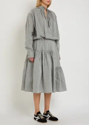 Dries Van Noten Striped Cotton-blend Poplin Midi Dress