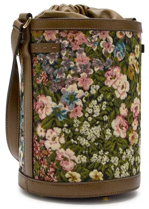 Valentino Garavani Floral-jacquard Leather Bucket Bag - Multicoloured