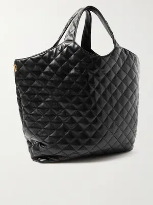 Saint Laurent Icare Maxi Quilted Leather Tote - Black