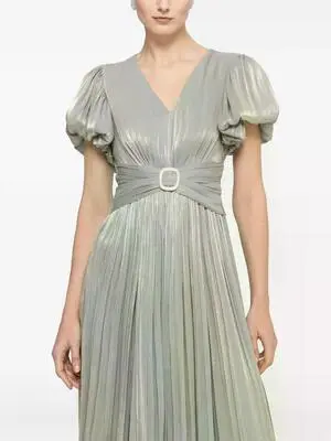 NISSA Crystal Detail Pleated Midi Dress